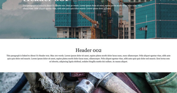 Website: Template Multi Pager About Us Construction CMS